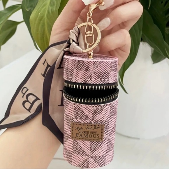 Accessories | New Pink Barrel Keychainbag Charm Lipstick Holder | Poshmark